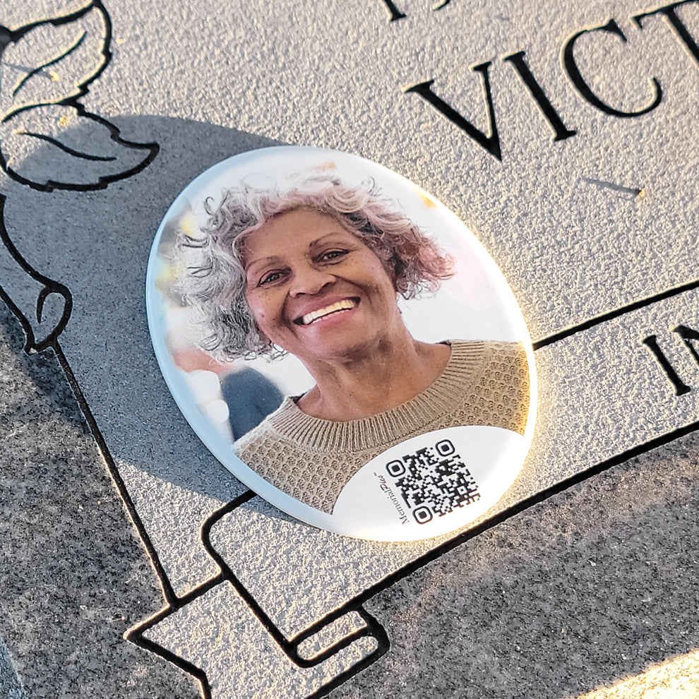 Ceramic Memorial Oval Pictures for Headstones with QR Codes ...